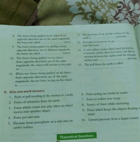 The Forces Being Applied On An Object From Opposite Directions Are Of The