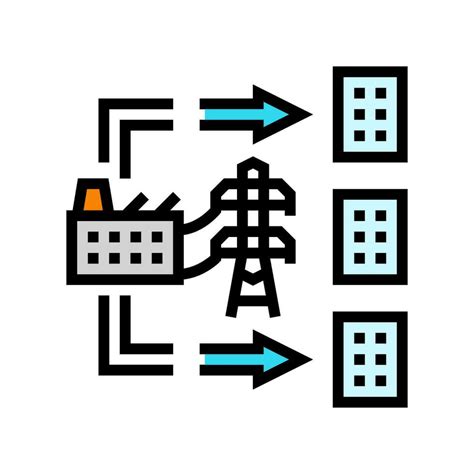 Power Distribution Electric Grid Color Icon Vector Illustration