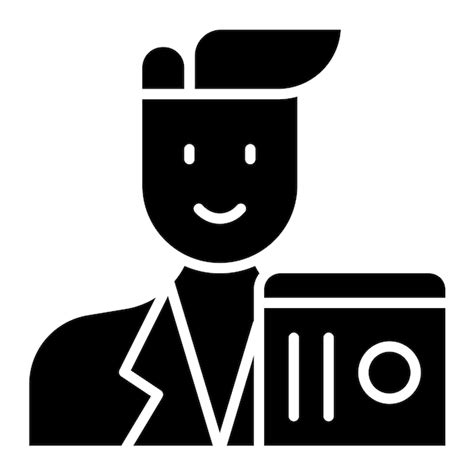 Premium Vector Data Scientist Male Glyph Solid Black Illustration