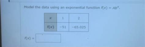 Solved Model The Data Using An Exponential Function F X Chegg