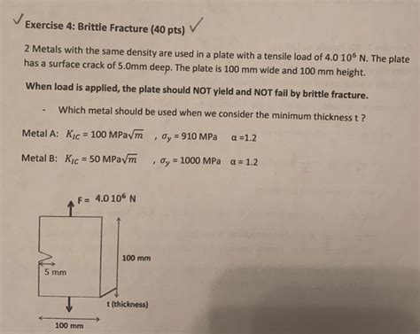 Solved Exercise 4 Brittle Fracture 40 Pts 2 Metals With