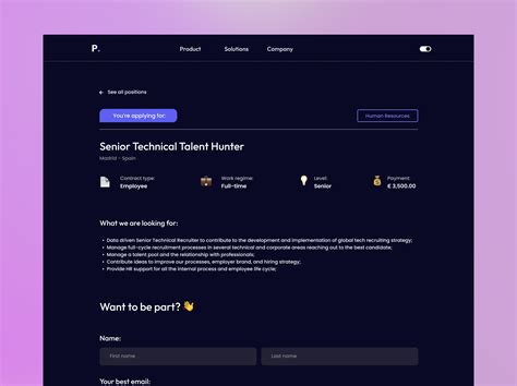 Job Application Form On Behance