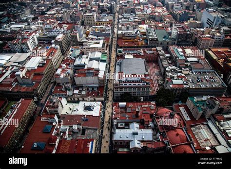 High Angle View Of The Historic Center Of Mexico City Madero Street