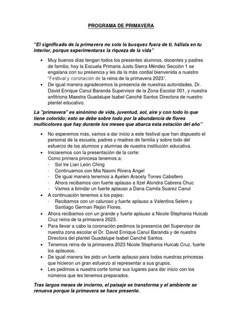 Programa De Primavera Pdf Estaciones