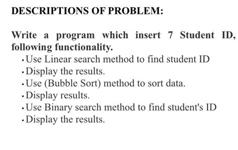 Solved Descriptions Of Problem Write A Program Which Insert