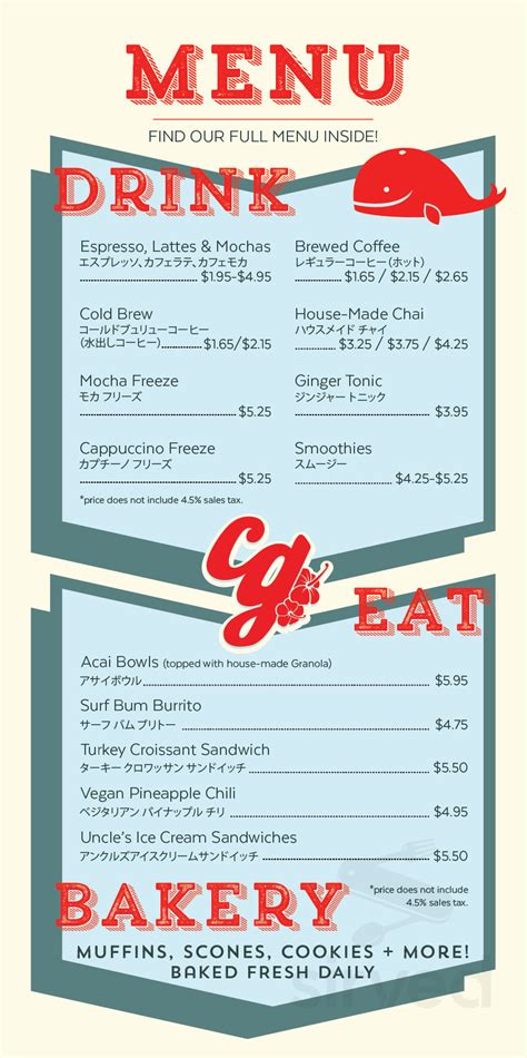 Menu For Coffee Gallery In Haleiwa Hi Sirved