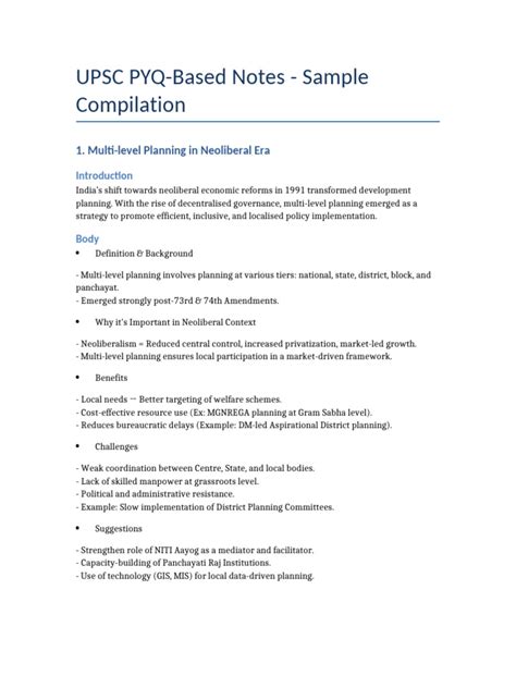 Upsc Pyq Notes Sample Pdf