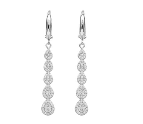 Sterling Silver 925 Long Dangle Earrings With Cubic Zirconia Stones