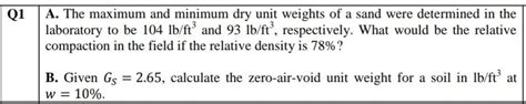 Answered A The Maximum And Minimum Dry Unit… Bartleby