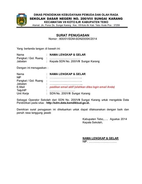 Contoh Surat Penugasan Operator Sekolah Doc