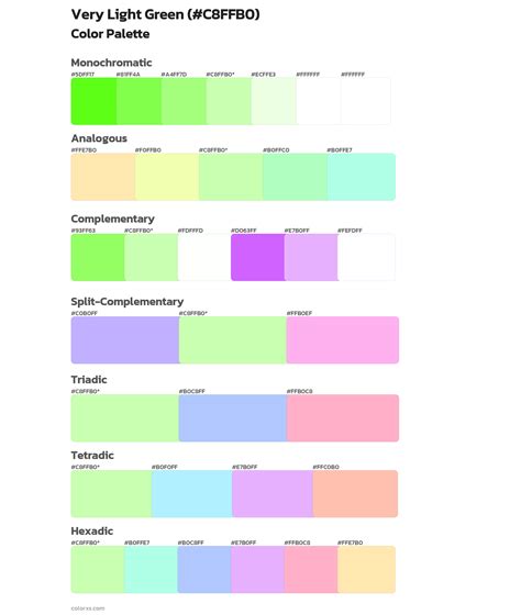 Very Light Green Color Palettes