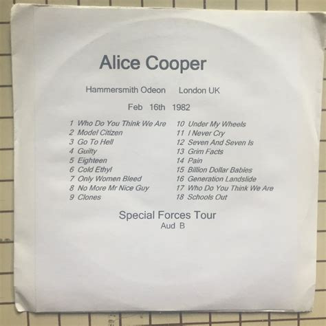 Alice Cooper Cd London 1982 Special Forces Tour