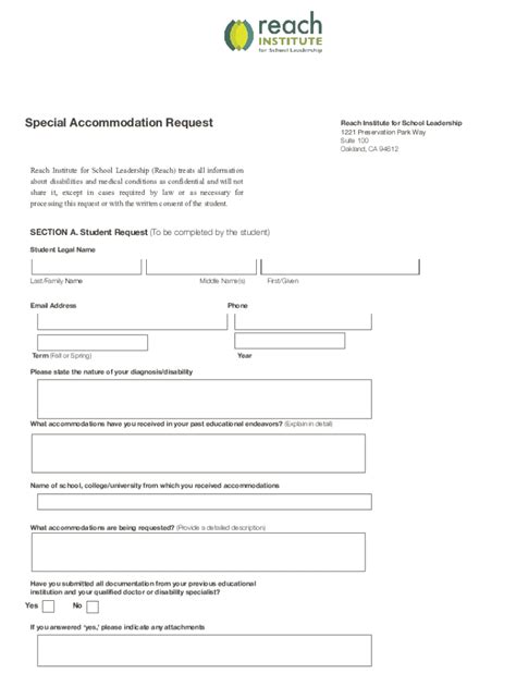 Fillable Online Disability And Special Accommodations Form Fax Email