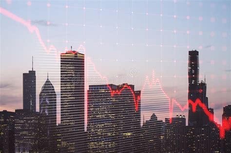 Real Estate Market Crisis Concept With Falling Graph And City On