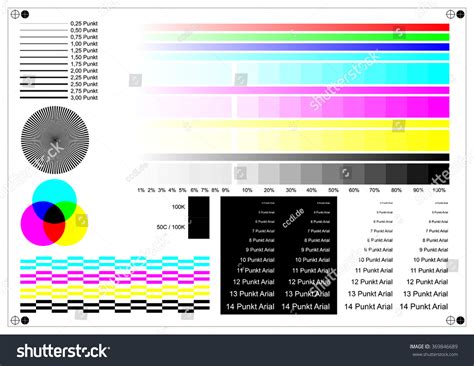 Printer Test Chart Siemens Star Color เวกเตอร์สต็อก ปลอดค่าลิขสิทธิ์