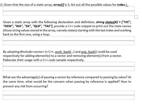 solved given a static array with the following declaration