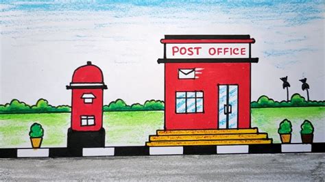World Post Office Day Drawing Easy Post Box Drawing Step By Step World Postal Day Drawing