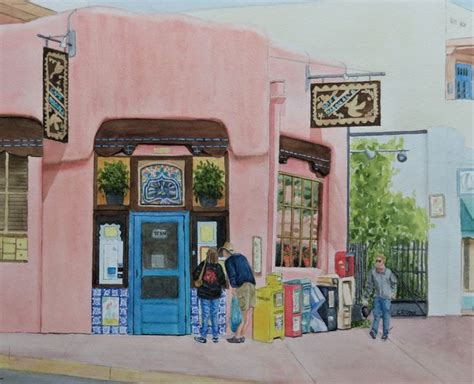 Cafe Pasquals Watercolor Original Western Art Santa Fe New Mexico