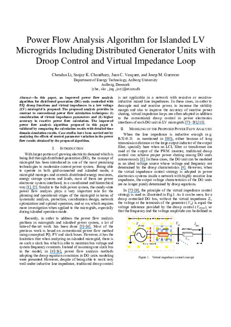 Pdf Power Flow Analysis Algorithm For Islanded Lv Microgrids Including Distributed Generator