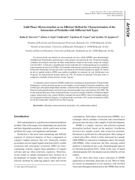 Pdf Solid Phase Microextraction As An Efficient Method For