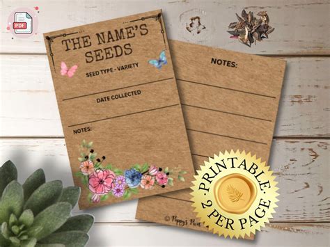 Seed Packet Printable Template Seed Saving Envelope Printable Label