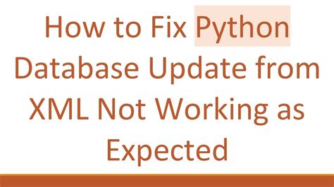 How To Fix Python Database Update From Xml Not Working As Expected