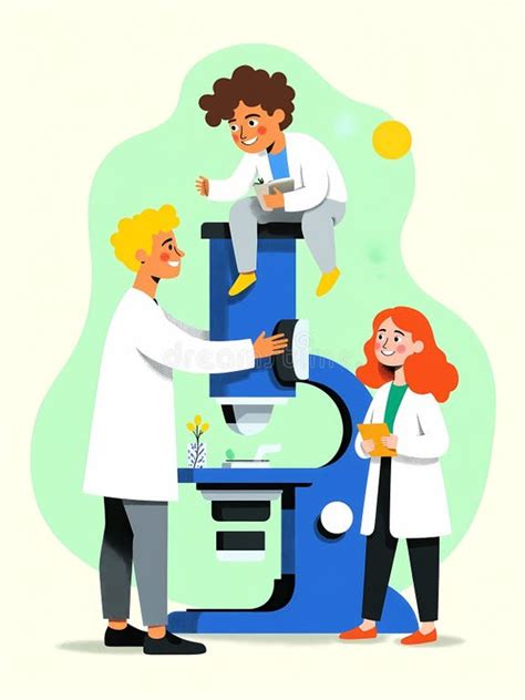 A Group Of Scientists Doing Research With A Microscope Teamwork And Collaboration For