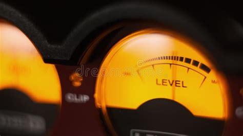 Two Analog Round Indicators Of Audio Signal Level With Yellow Backlight Stock Footage Video Of