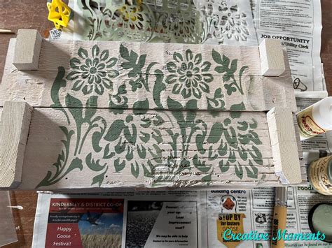 Floral Stenciled Wooden Crate