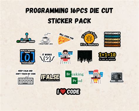 Programming Sticker Pack 16 Handmade Die Cut Decals For Software Engineers Computer