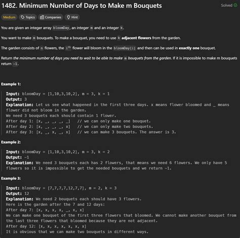 minimum number of days to make m bouquets