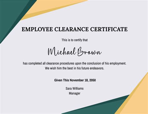 Free Employee Clearance Certificate Template To Edit Online