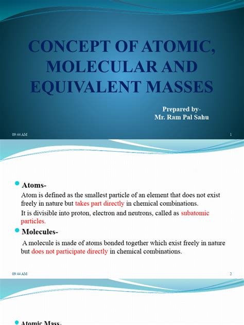 4concept Of Atomic Molecular And Equivalent Masses Pdf Mole Unit