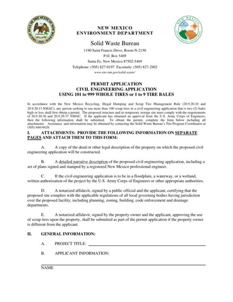 New Mexico Application For Small Civil Engineering Application Permit Fill Out Sign Online