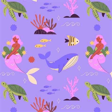 Premium Vector Cute Mermaid Pattern Design