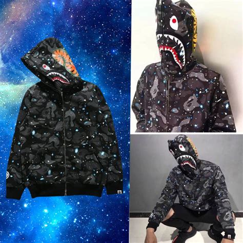 เสื้อฮู้ดพิมพ์ลาย 3 มิติ เสื้อสเวตเตอร์อินเทรนด์สีดำสตาร์รี่ เสื้อคลุมคาร์ดิแกน เสื้อลายพราง