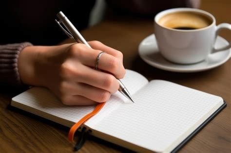 premium ai image girl writes in a notebook generative ai