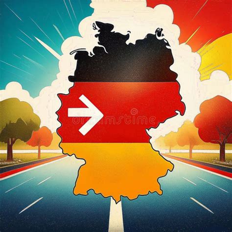 Germany Map Turned Right With Road Sign Symbolizing Political Shift