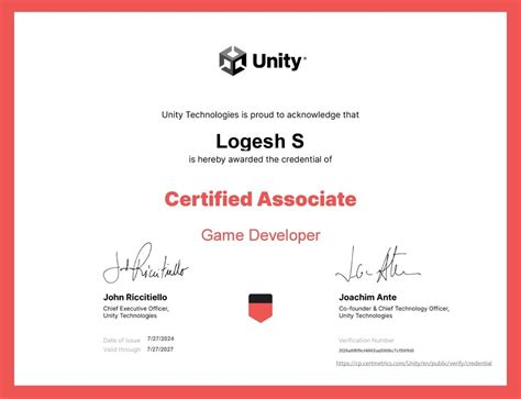 Im Thrilled To Share That Ive Officially Earned My Unity Certified Associate Game Developer