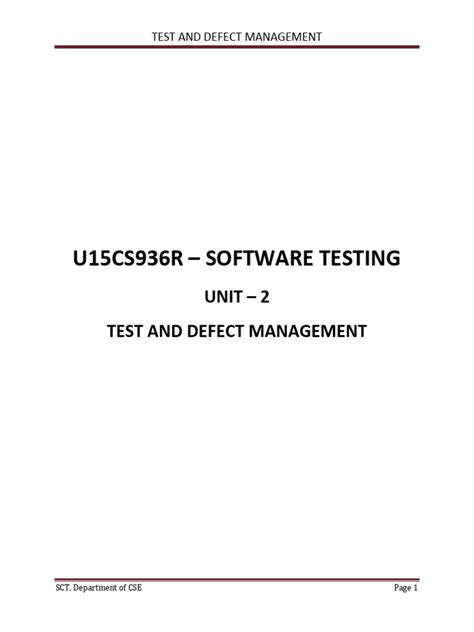Unit 2 Test And Defect Management Pdf