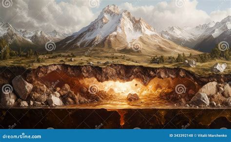 Geological Cross Section Of Rock Layers Royalty Free Stock Image