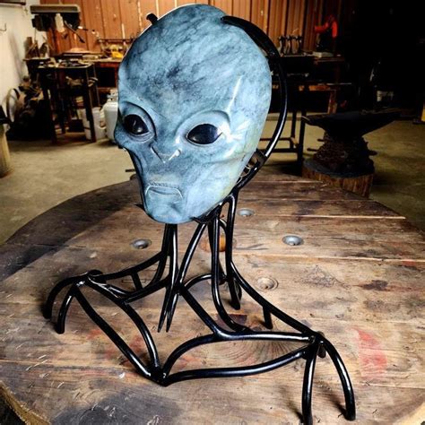 Worlds Largest Alien Carving In Bluegrey Guatemalan Jadeite Jade Metal Sculpture As Seen
