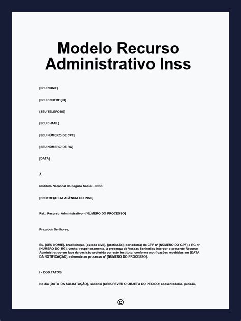 Modelo Recurso Administrativo Inss