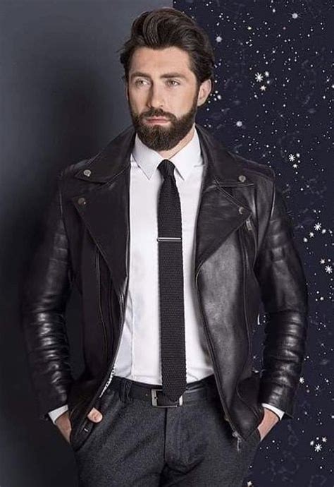 Pin By Graham Pearson On Good Beards 79 Leather Jacket Dapper Men