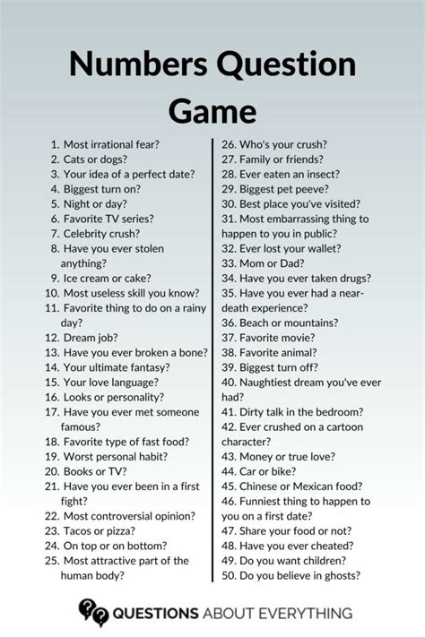 Numbers Question Game 105 Fun Pick A Number Questions