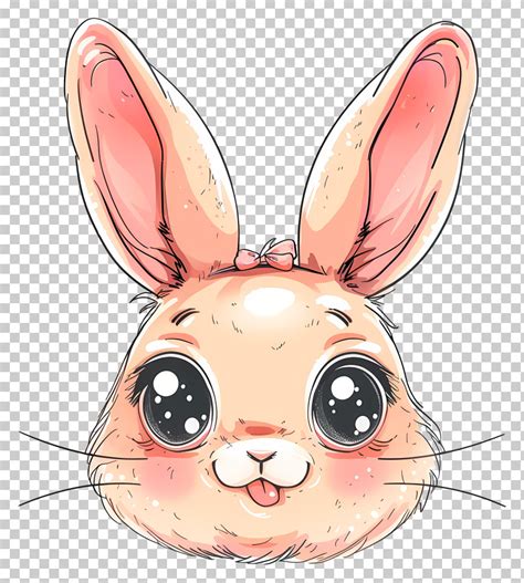 Bunny Ears Adorable Rabbit Face Cartoon Illustration Png Clipart