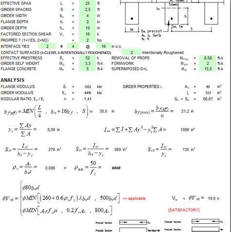 Prestressed Composite Section Design Spreadsheet