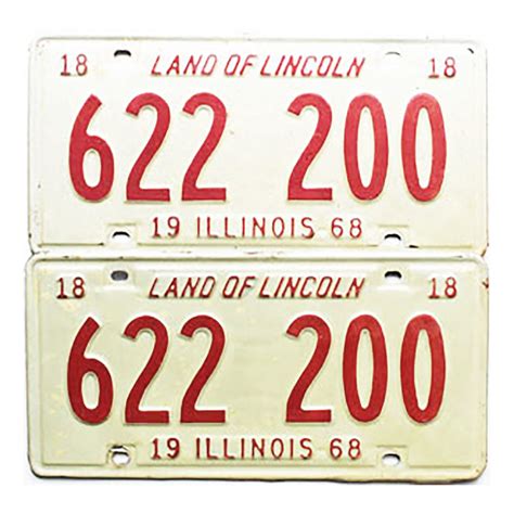 1968 Illinois License Plates Pair 622200 Old Yom Plates