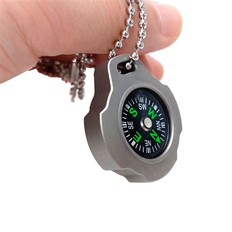 Oem Camping And Hiking Compass With Chain Mini Keychain Pocket Titanium