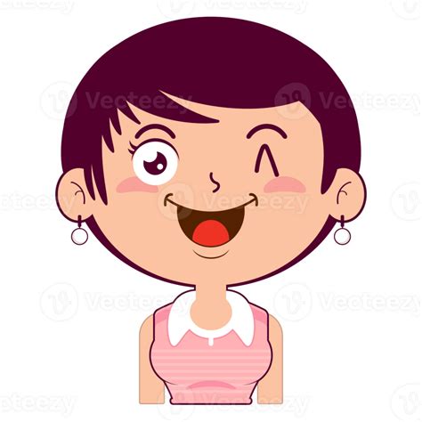 Girl Happy Face Cartoon Cute 23435317 Png